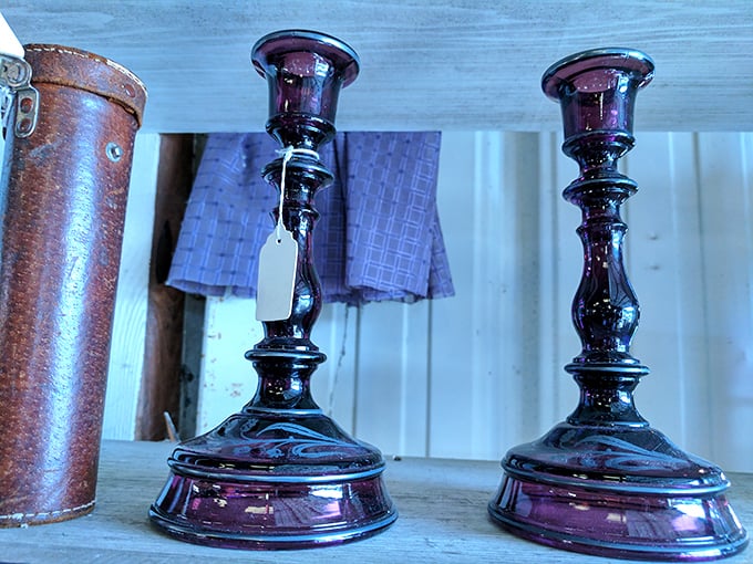 These deep purple candlesticks would make even Liberace nod in approval&mdash;elegant, dramatic, and surprisingly affordable.