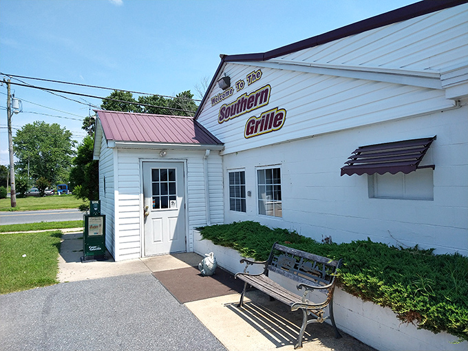 A bench outside invites you to sit a spell after your meal&mdash;or to contemplate the feast that awaits inside.