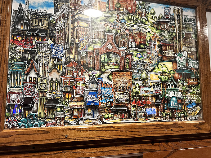 Local artwork celebrating Dayton adorns the walls, reminding diners they're in a place that honors its community as much as its culinary traditions.