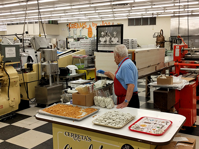 The pretzel and brittle station – where sweet meets salty in a flavor marriage that's lasted longer than most Hollywood relationships.