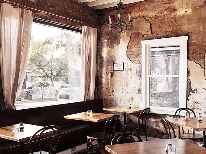 These weathered walls weren't designed by some fancy restaurant consultant&mdash;they earned their character the old-fashioned way: through time and stories.