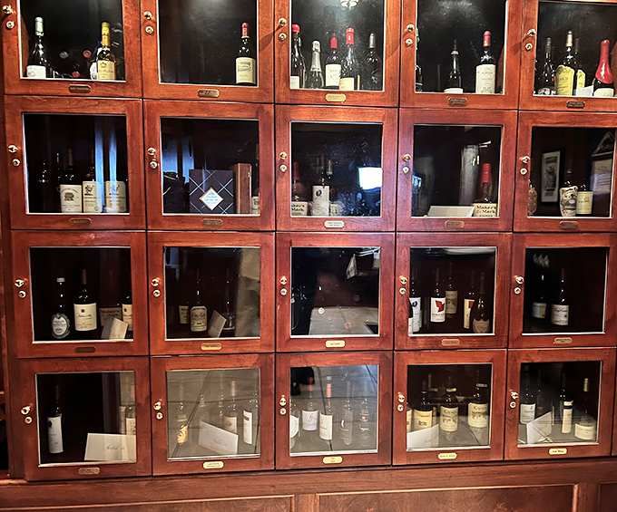 Wine lockers that hold liquid treasures like a bank vault for oenophiles. Each bottle waits patiently for its moment to shine.