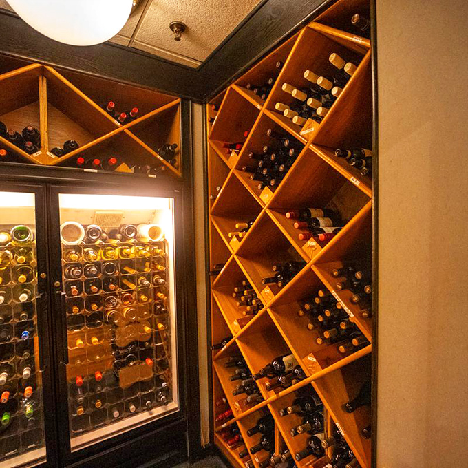 Wine storage that makes oenophiles weak in the knees &ndash; a geometric wooden embrace for bottles waiting their turn to enhance your meal.