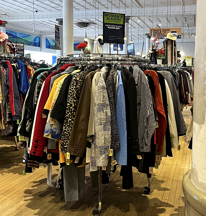 The blazer carousel: Where corporate America's castoffs become your next power move. Professional attire without the professional price tag.