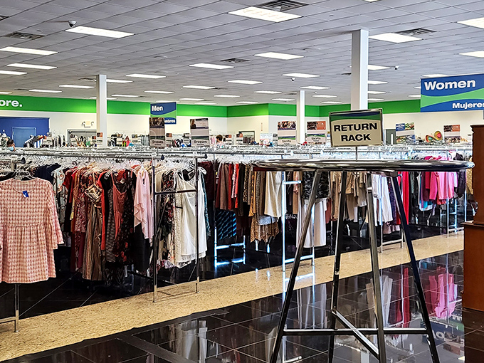 The women's department&mdash;organized chaos of patterns, textures, and possibilities. Like a fashion buffet, there's something here for every taste and occasion.