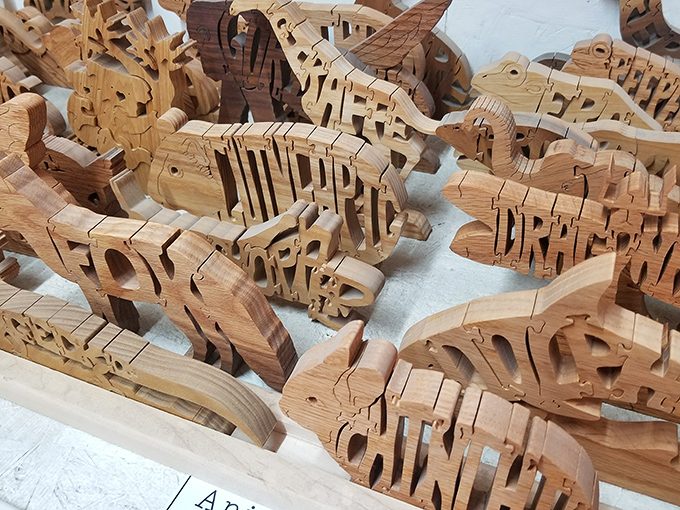 Wooden word puzzles showcase craftsmanship that predates digital entertainment – tactile treasures that challenge both mind and fingers.