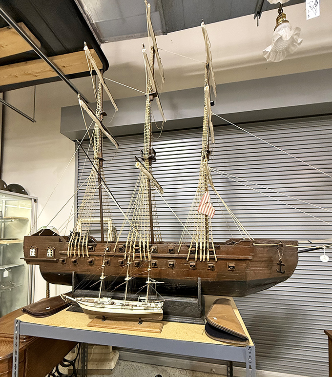 Sailing into the past&mdash;this meticulously crafted ship model represents countless hours of patience and precision, a testament to the artisan's steady hand.