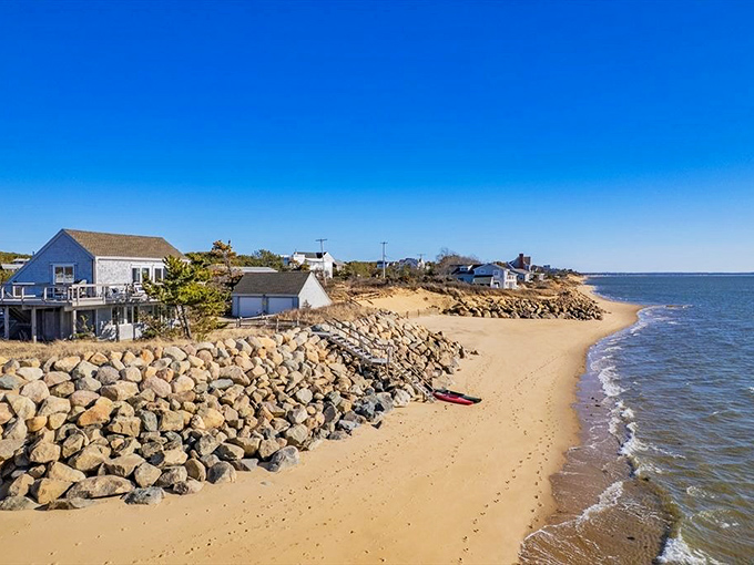 Nature's own fortress protects this sandy paradise - engineering that would impress any architect.