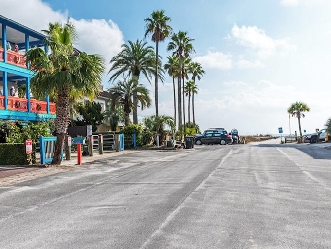 Palm-fringed paradise unfolds along this laid-back stretch where beach culture and artistic freedom create pure Gulf Coast magic.