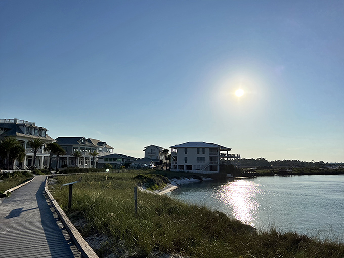 Morning light plays across Grayton Beach's coastal boardwalk&mdash;where the sun seems to wink at you as if to say, "Not a bad way to start the day, huh?"