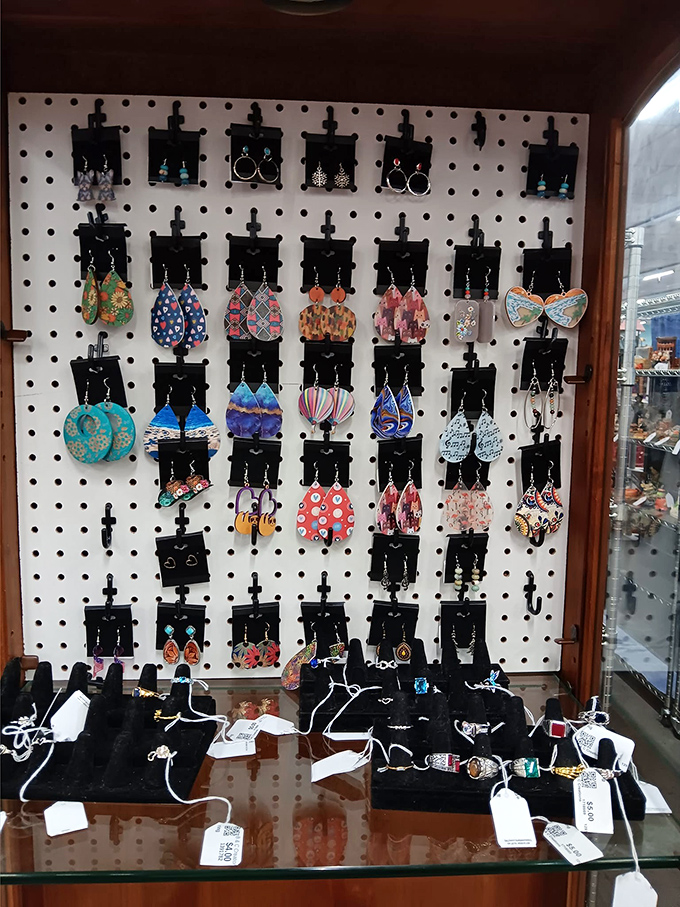 A dazzling display of earrings that proves good taste doesn't require a platinum credit card&mdash;just a good eye and a few dollars.