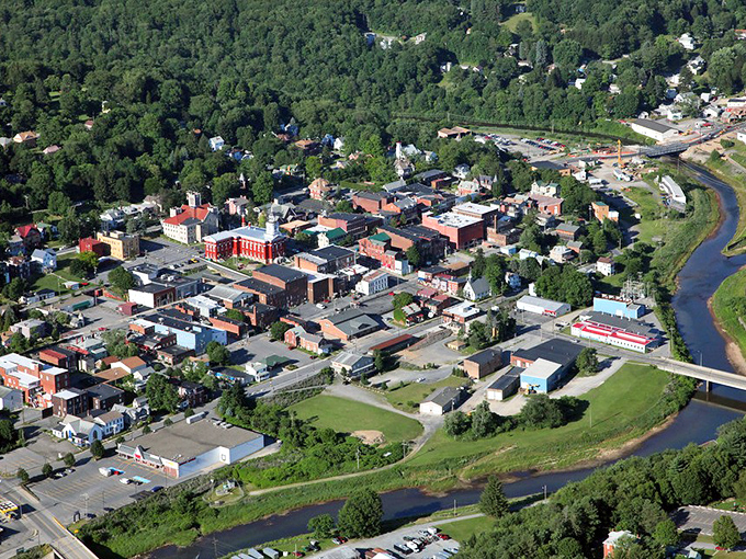 This aerial view reveals Brookville's perfect positioning&mdash;nestled alongside waterways and surrounded by verdant Pennsylvania forests that provide free entertainment year-round.