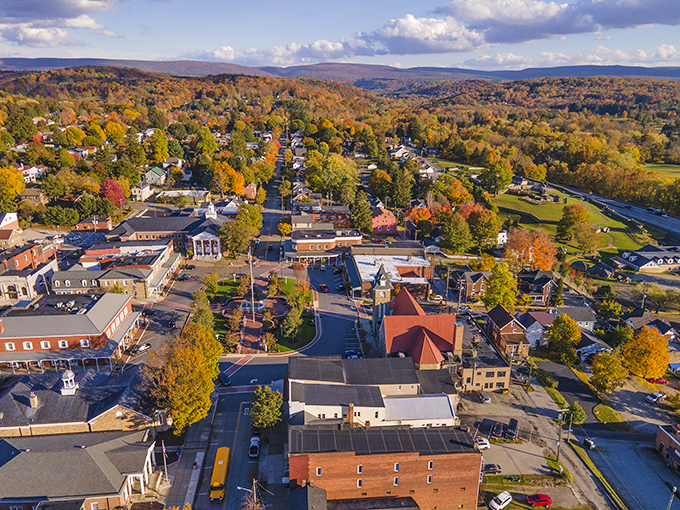 From above, Ligonier reveals itself as a perfect small town nestled in autumn's most spectacular color palette.