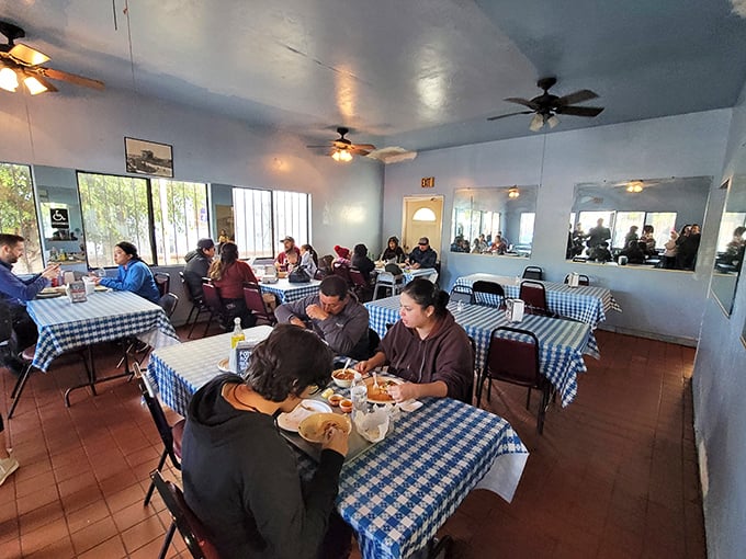 The dining room buzzes with the satisfied murmurs of customers who understand they're not just eating lunch&mdash;they're participating in a San Diego culinary tradition.