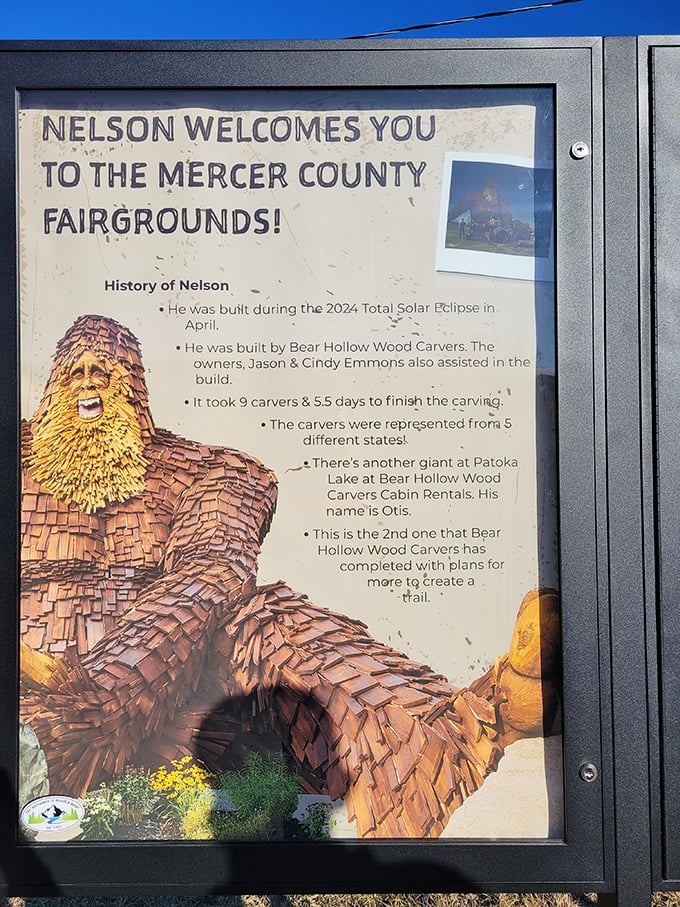 Built during the 2024 solar eclipse by Bear Hollow Wood Carvers, Nelson represents a convergence of cosmic timing and artistic vision.