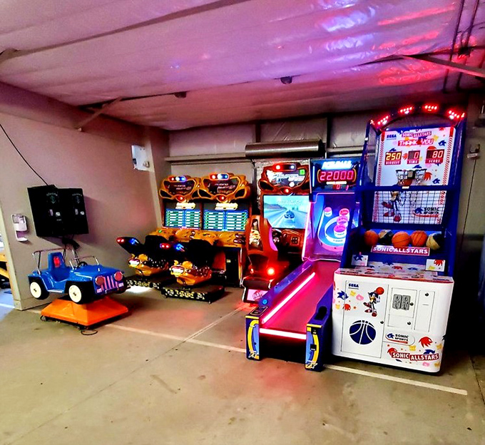 The arcade corner: where grandparents show grandkids they still have the reflexes to dominate at skee-ball while creating multi-generational memories.