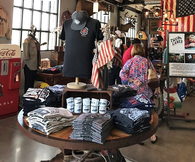 The merchandise display transforms everyday t-shirts into souvenirs of an experience&mdash;proof you've made the pilgrimage to this temple of Americana.