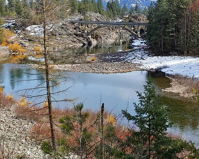 The Avista Bridge arcs gracefully over the river gorge, connecting communities while framing postcard-worthy views in every season.