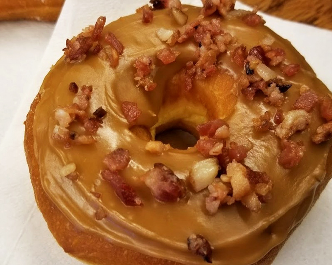 The maple bacon donut&mdash;where breakfast meets breakfast in a mind-bending flavor collision. Sweet, savory, and utterly shameless in its decadence.
