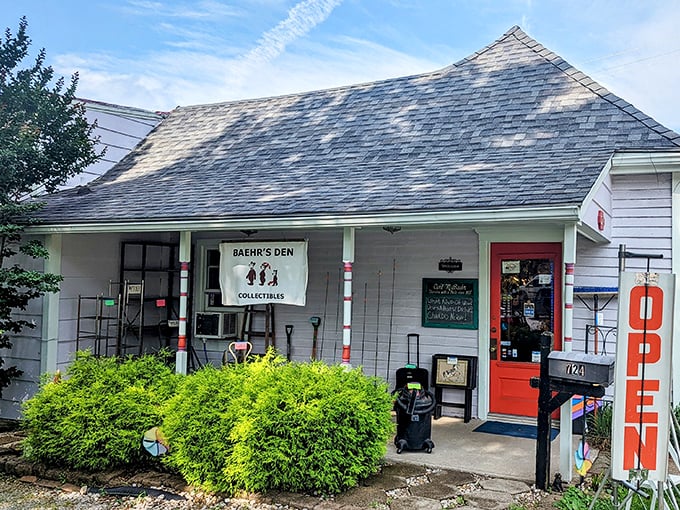 Baehr's Den Collectibles' unassuming cottage exterior hides treasure troves of yesterday's memories&mdash;where one person's attic castoffs become another's cherished collectibles.
