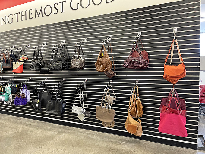 Who needs Fifth Avenue when you&rsquo;ve got this wall of personality? Every bag here whispers a different story.