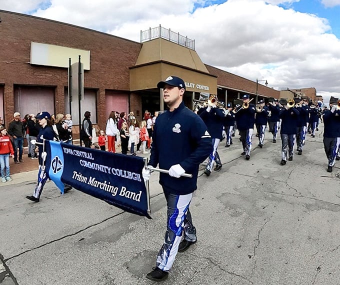 The Iowa Central Community College Triton Marching Band brings hometown pride to Carroll's streets. Nothing says "community spirit" like tubas and trumpets echoing between brick storefronts on a crisp fall day.