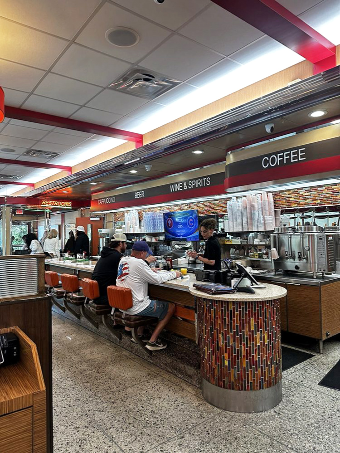 The counter seating&mdash;where solo diners become regulars, servers become friends, and coffee cups are never allowed to reach empty. 
