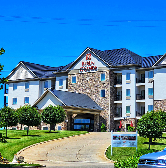 The Berlin Grande stands tall, offering modern comfort wrapped in small-town hospitality and genuine smiles.
