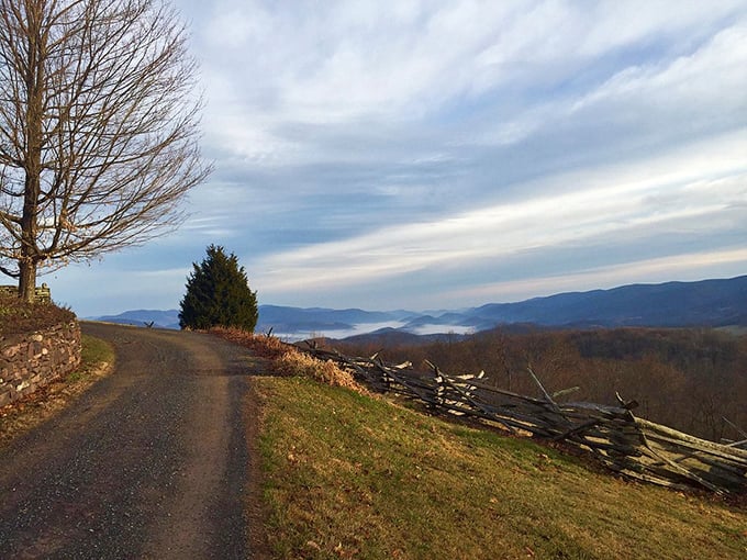 Country roads like this don't just take you home&mdash;they take you back in time. Morning mist in the valleys below looks like dreams taking shape.