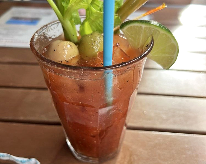 This isn't just a Bloody Mary – it's a garden in a glass, garnished with enough vegetables to count as a side salad.