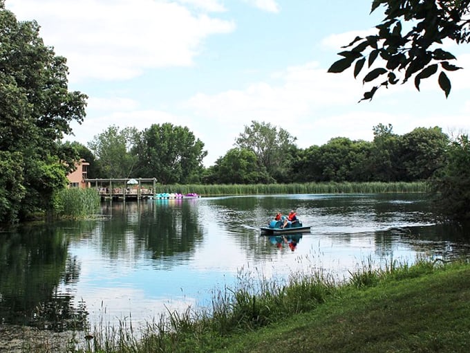 Paddle paradise: Jenny Newman Lake invites visitors to explore its peaceful waters in colorful kayaks, no experience necessary.