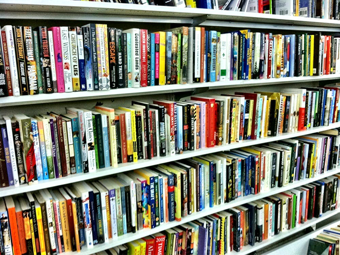 Books upon books create a library of possibility &ndash; bestsellers, cookbooks, and forgotten classics all priced less than your morning latte.