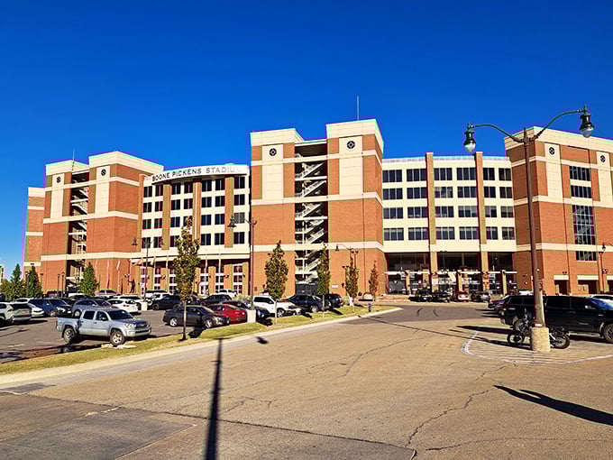 Boone Pickens Stadium stands as Stillwater's cathedral of orange, where game days turn the town into Oklahoma's most affordable theme park.