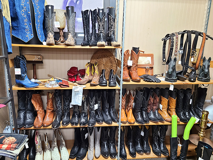 These boots weren't made just for walking&mdash;they're made for collecting. Rows of Western footwear stand at attention, each pair with enough character to star in its own rodeo.