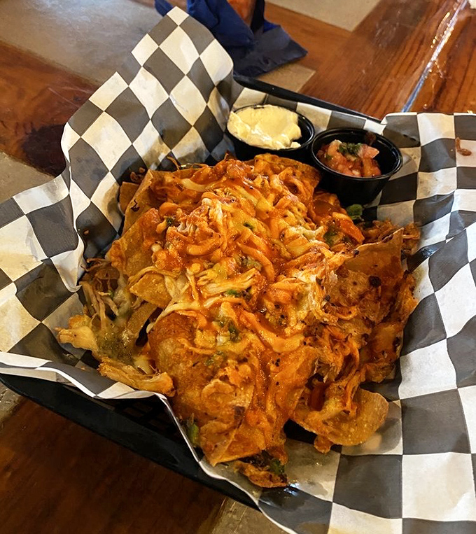 These nachos aren't messing around. Loaded with buffalo chicken and melty cheese, they've clearly graduated from snack to legitimate meal status.
