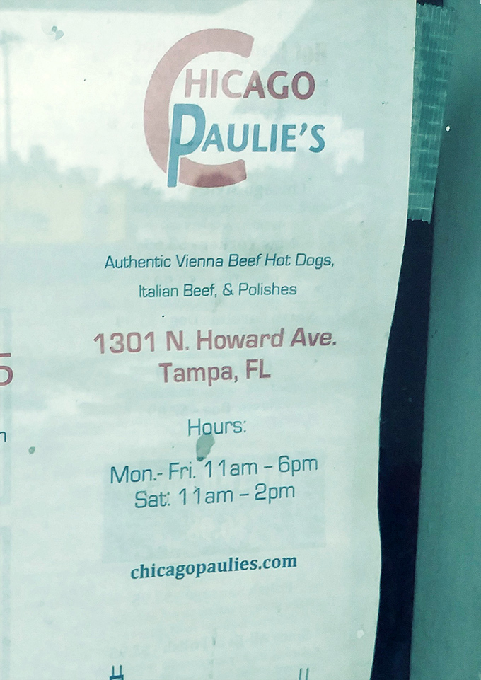 The details that matter: hours, location, and the promise of "Authentic Vienna Beef Hot Dogs, Italian Beef, & Polishes." A simple mission statement for food that's anything but.