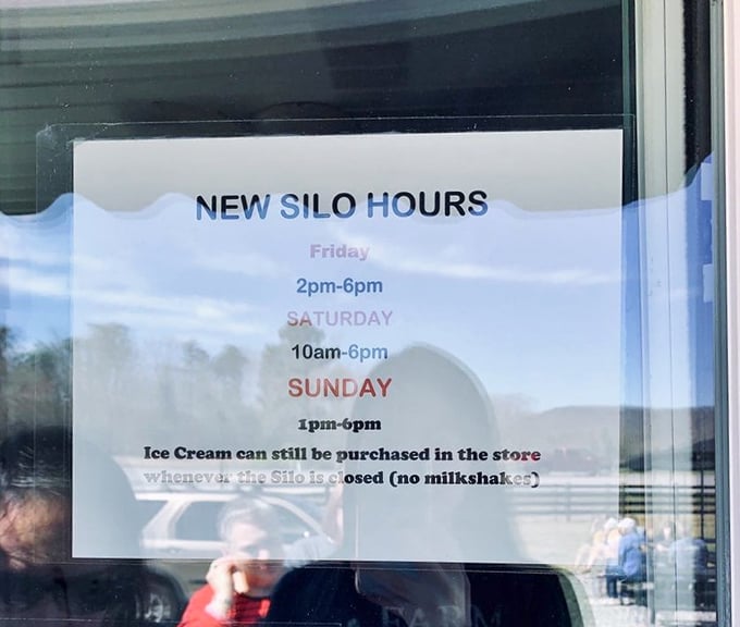 The Silo's hours posted like sacred text&mdash;memorize them now to avoid the heartbreak of arriving to find closed doors between you and frozen bliss.