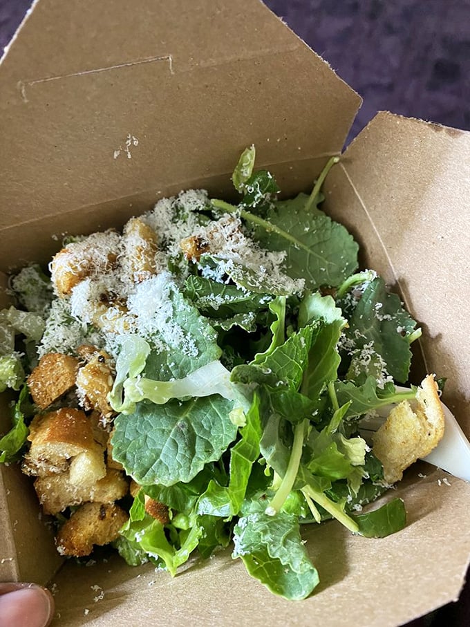 A Caesar salad that doesn't feel like punishment. Those house-made croutons and shower of parmesan make eating greens feel downright indulgent.