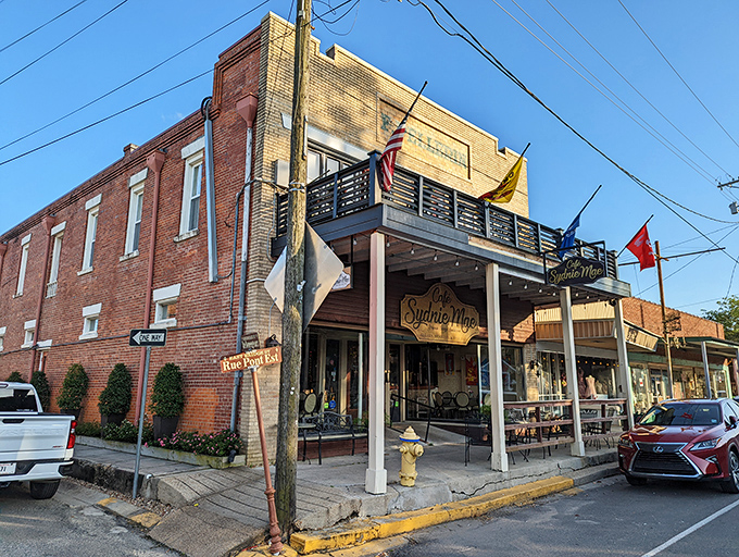 Café Sydnie Mae's historic brick building houses contemporary Cajun cuisine, where tradition meets innovation in downtown Breaux Bridge.