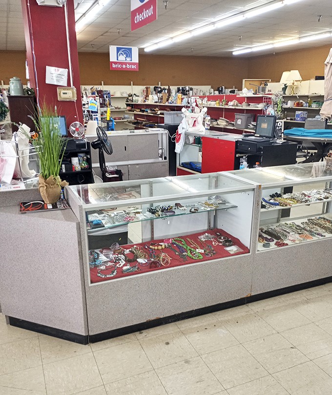 Treasure island checkout where jewelry finds its new owners. That display case has witnessed countless "I can't believe this is only..." moments.