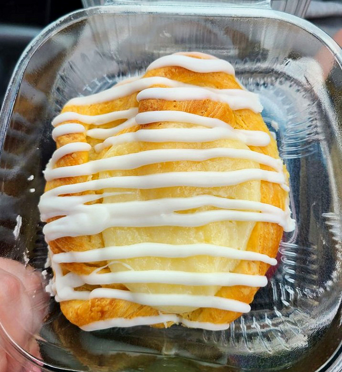 This cheese danish with its perfect icing ribbons makes a compelling case for breakfast pastries being the superior form of morning nutrition.