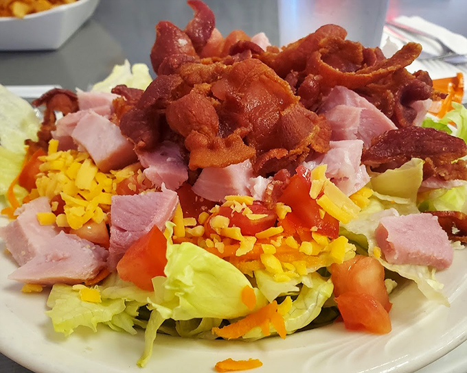 A chef salad that somehow makes vegetables exciting, topped with enough protein to satisfy even the most dedicated carnivore in your life.