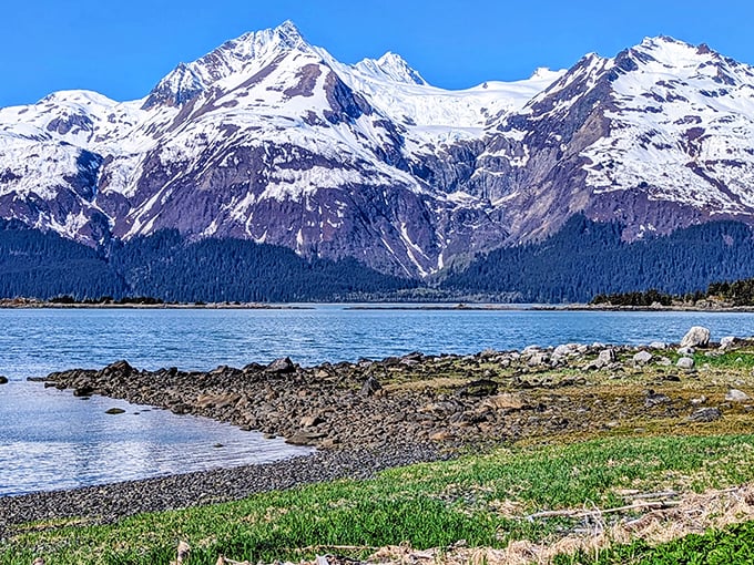 Mountains wearing snow caps in summer&mdash;Alaska's version of fashion rebellion. The Chilkat Range stands majestic, refusing to follow seasonal trends.