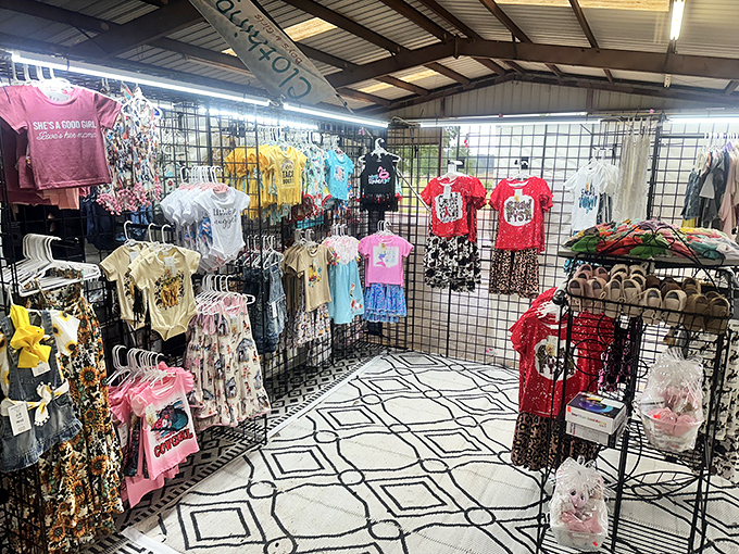 Fashion finds for the whole family. From Texas-themed t-shirts to sundresses, these racks hold the next addition to your wardrobe.