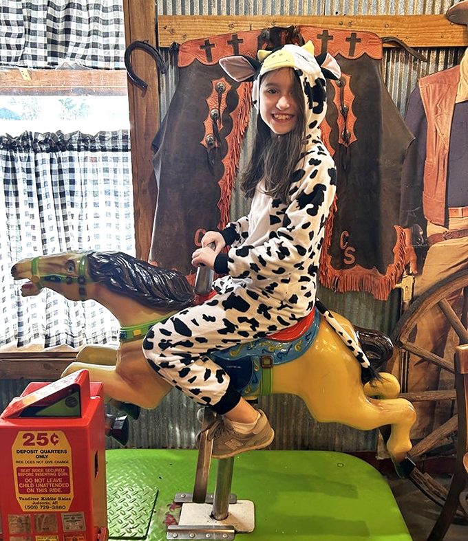 The kid-friendly mechanical horse ride proves Brangus knows great steakhouses create memories for diners of all ages, not just their steaks.