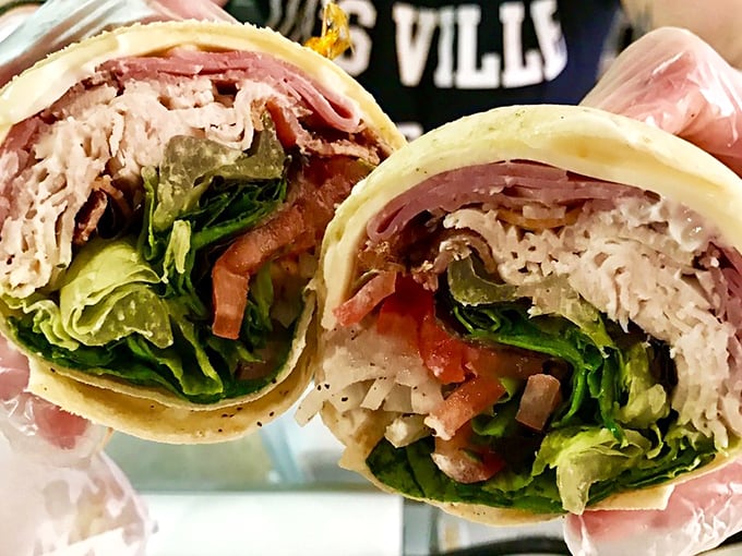 Cross-section perfection reveals the architectural genius inside this wrap. Like a delicious time capsule of every flavor you've been craving.