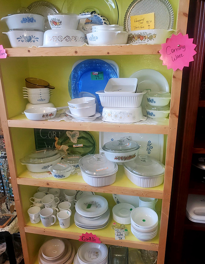 The Corningware collection: those blue cornflower patterns have survived thousands of potlucks and holiday dinners. Your grandmother would approve of these prices.