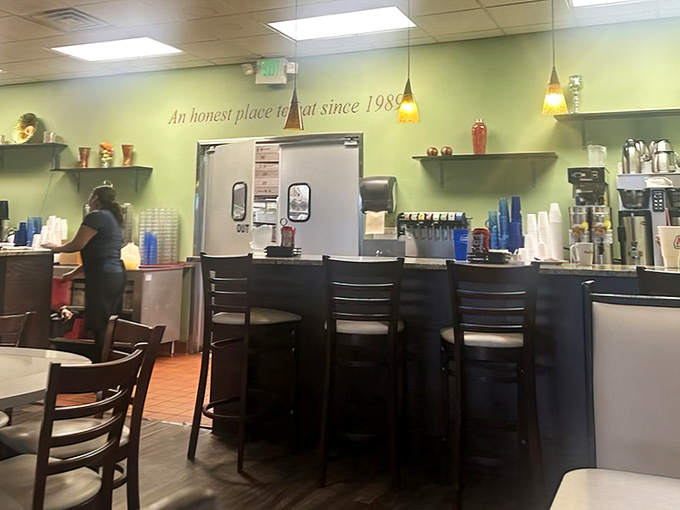 Counter seating with a view of the coffee station&mdash;the breakfast equivalent of front-row seats at your favorite concert venue.