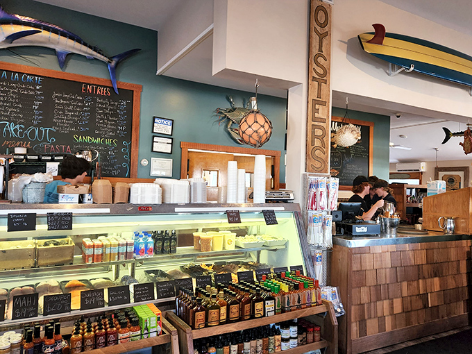 The market counter where seafood journeys continue at home. From fresh catch to house-made sauces, it's like bringing a piece of the shore back to your kitchen.