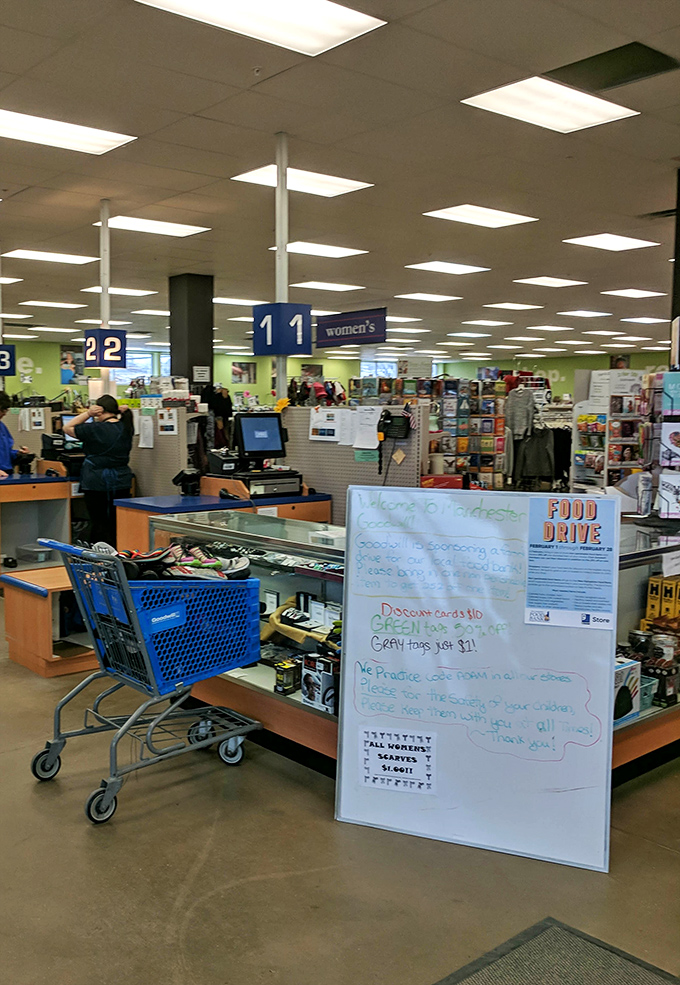 The checkout area: where the thrill of the hunt culminates in that magical moment when your pile of treasures costs less than expected.